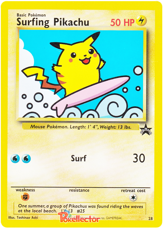 Surfing Pikachu Wizards Of The Coast Promos 28 Pokemon Card Surfing Pikachu Wizards Of The Coast Promos 28 Pokemon Card