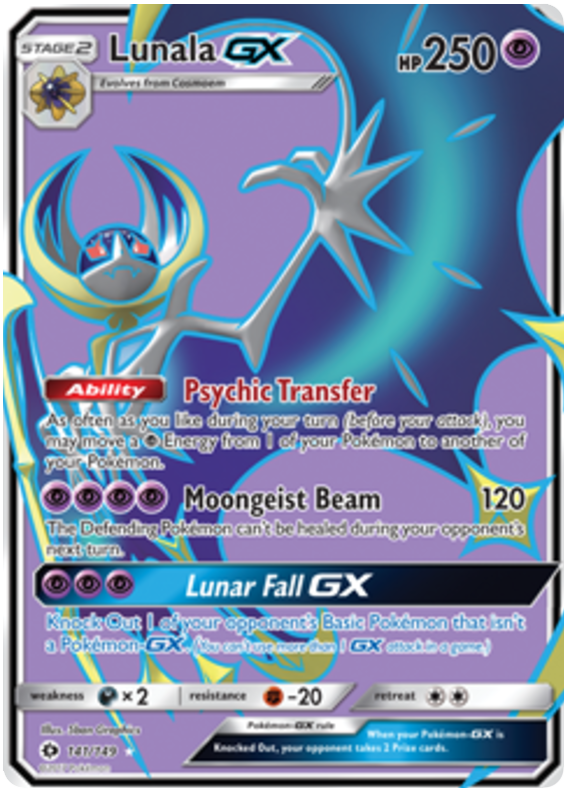 Lunala GX Sun Moon 141 Pokemon Card Lunala GX Sun Moon 141 Pokemon Card