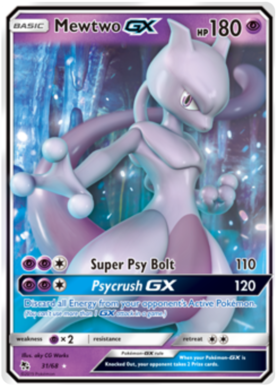 Mewtwo GX Hidden Fates 31 Pokemon Card