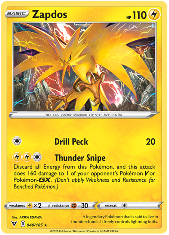 Zapdos Vivid Voltage 48 Pokemon Card Zapdos Vivid Voltage 48 Pokemon Card