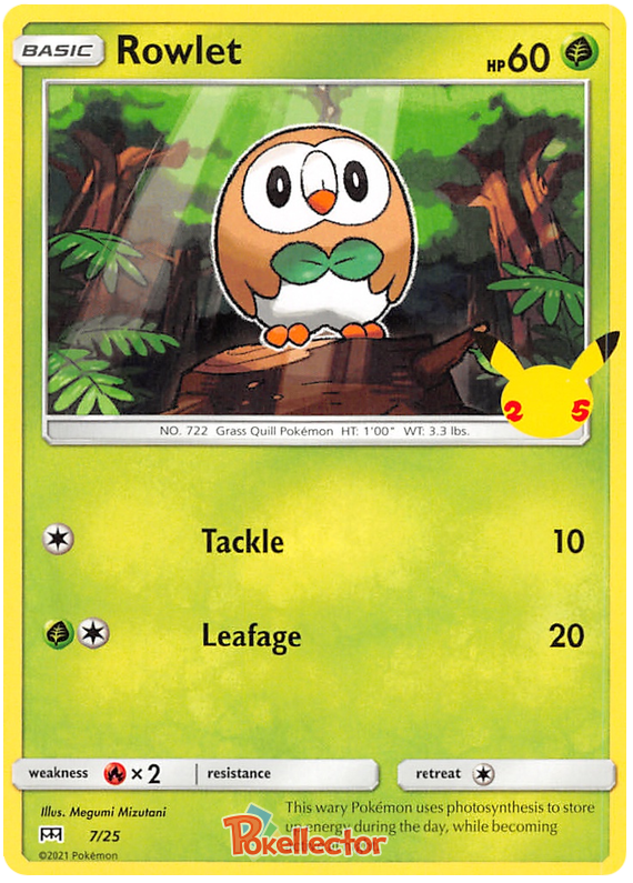 Rowlet McDonald s 25th Anniversary 7 Pokemon Card