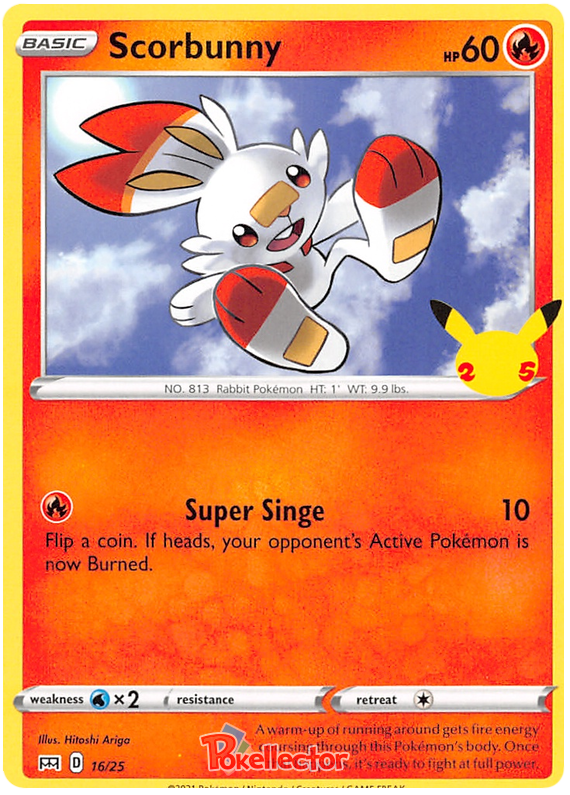 Scorbunny McDonald s 25th Anniversary 16 Pokemon Card