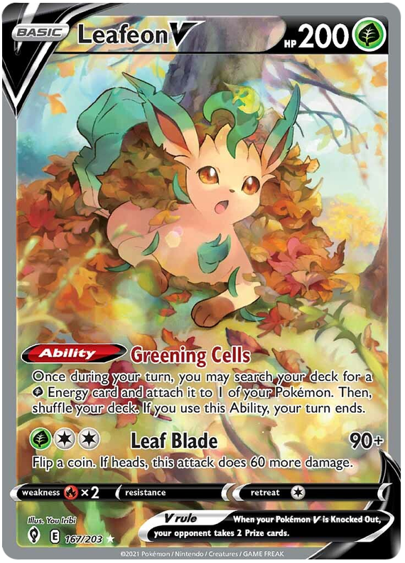 Leafeon V Evolving Skies 167 Pokemon Card Leafeon V Evolving Skies 167 Pokemon Card
