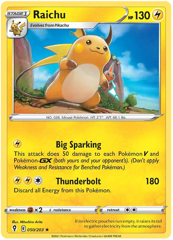 Raichu Evolving Skies 50 Pokemon Card Raichu Evolving Skies 50 Pokemon Card