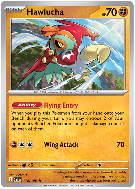 Hawlucha Scarlet Violet 118 Pokemon Card