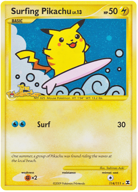 Surfing Pikachu Platinum Rising Rivals 114 Pokemon Card Surfing Pikachu Platinum Rising Rivals 114 Pokemon Card